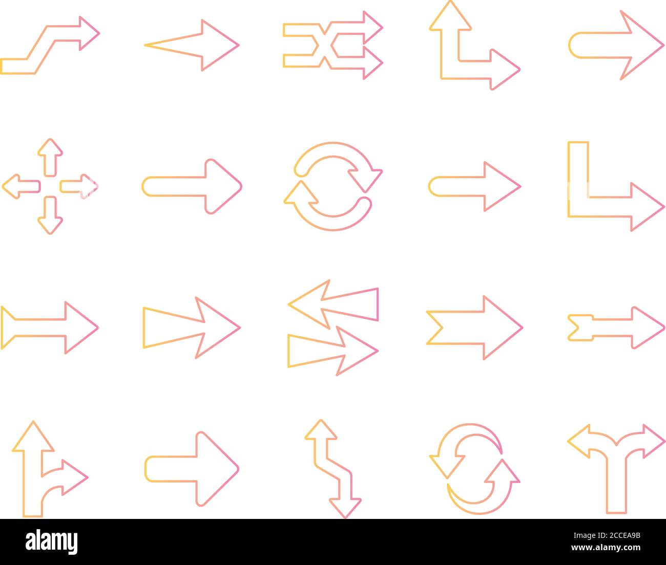 Arrows gradient style icons bundle design of direction web forward and ...