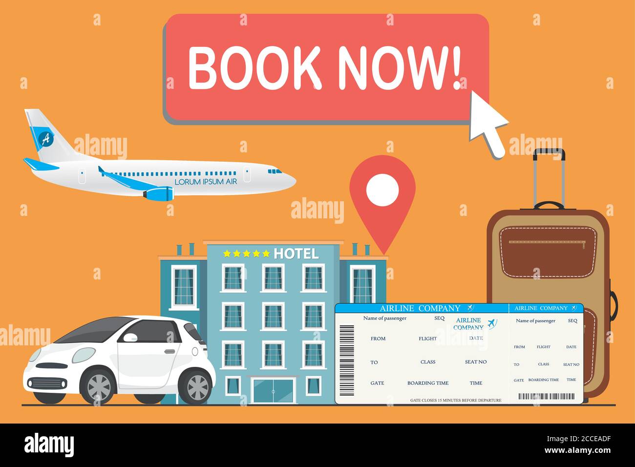 travel and tourism concept,summer vacation and airline, book trip now ...