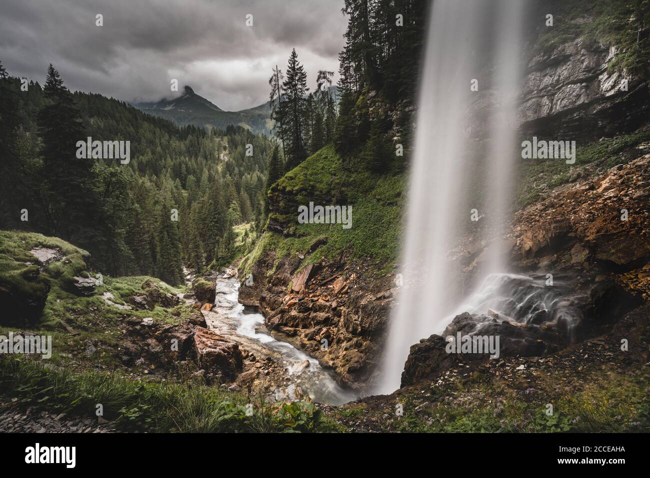 Waterfall in the Austrian mountains, Obertauern, Johannes waterfall ...