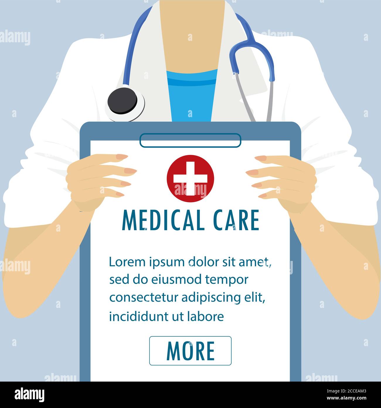 Female doctor or nurse holding medical clipboard,medical template, flat ...