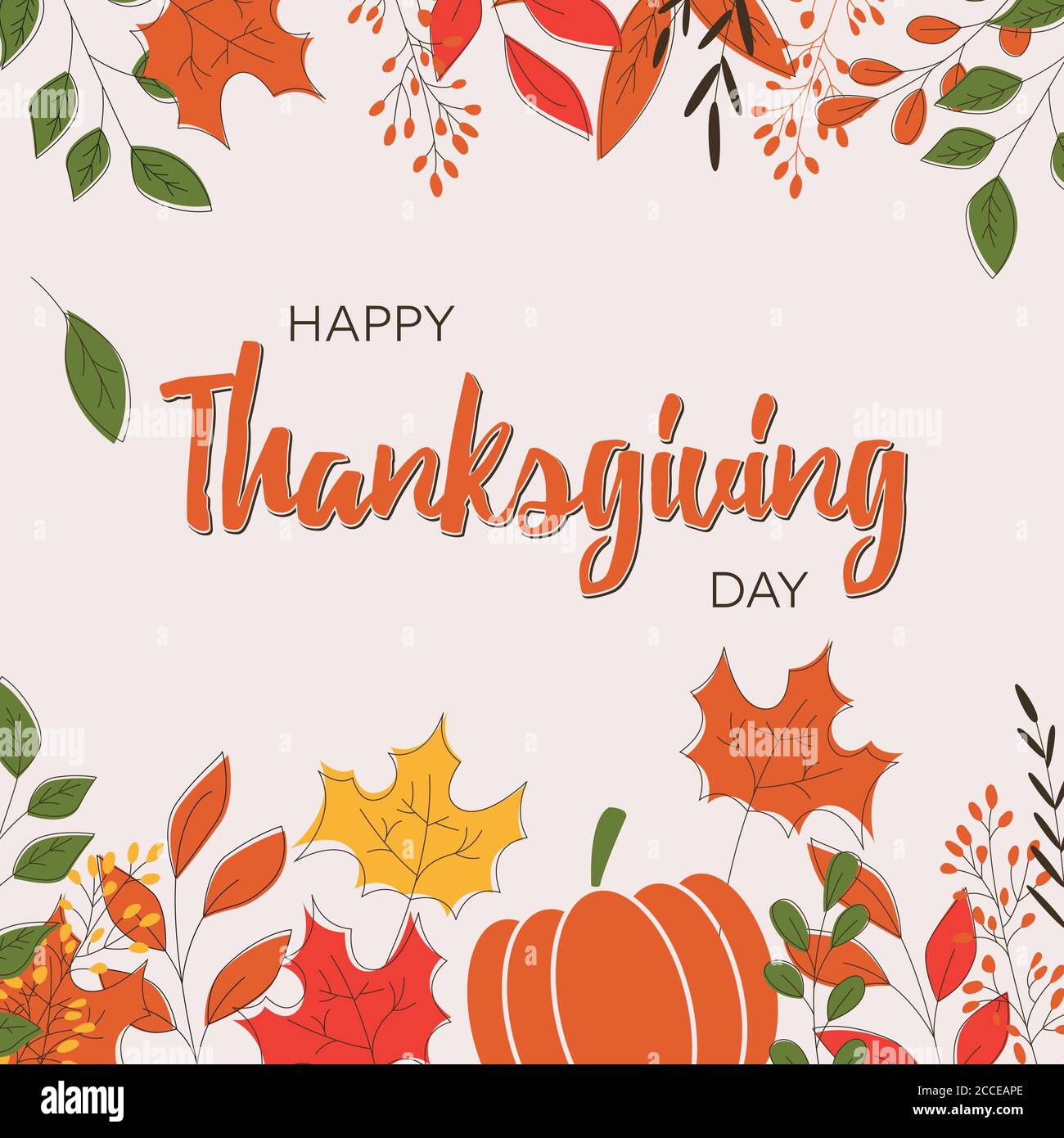 Happy Thanksgiving day card with floral decorative elements, colorful ...