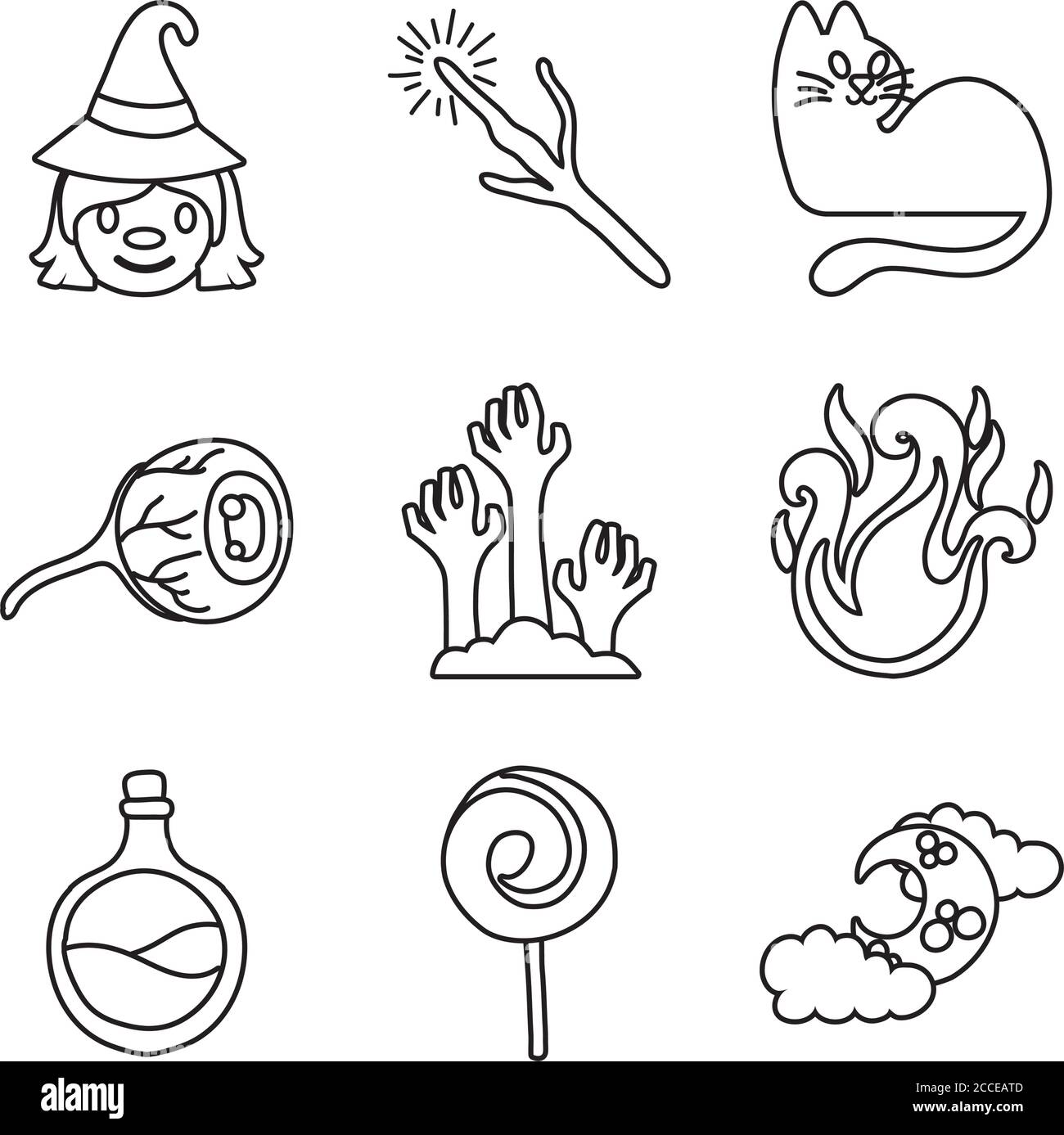 bundle of nine halloween set icons vector illustration design Stock ...