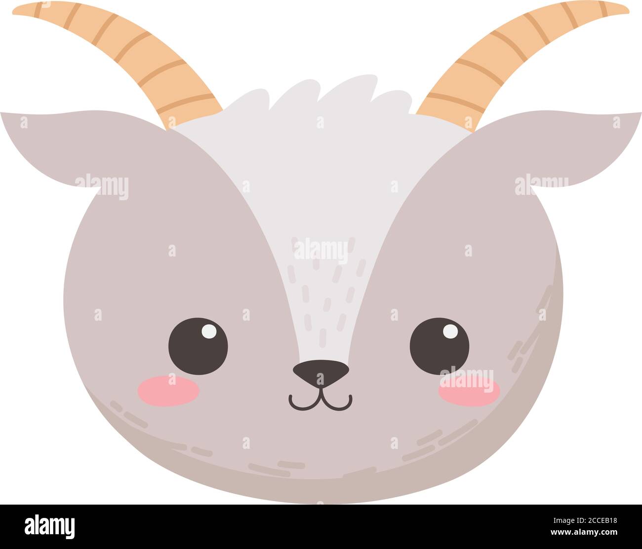 cute little goat face animal cartoon isolated white background design ...