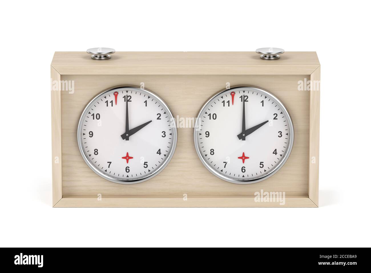 Front view of an analog chess clock on white background Stock Photo - Alamy