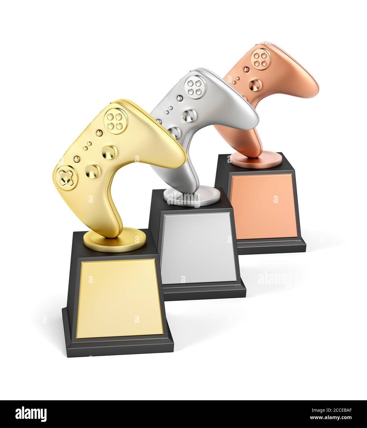 Video game trophies on white background Stock Photo - Alamy