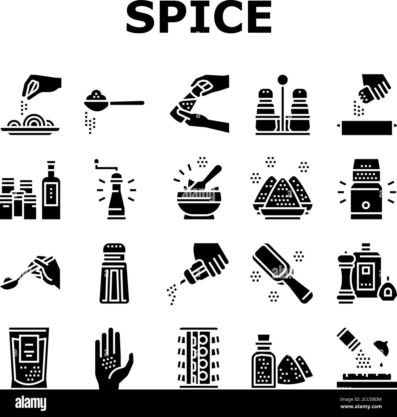Spice Condiment Herb Collection Icons Set Vector Stock Vector Image ...