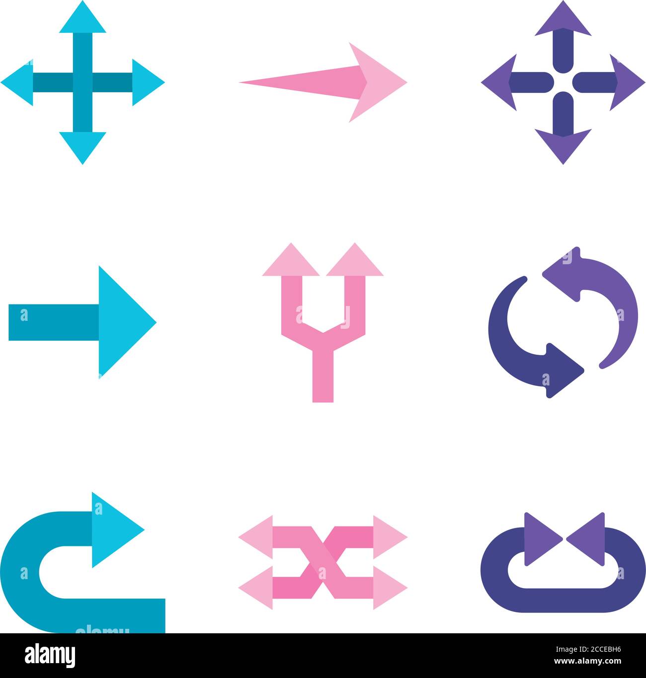 Arrows flat style icon set design of direction web forward and ...