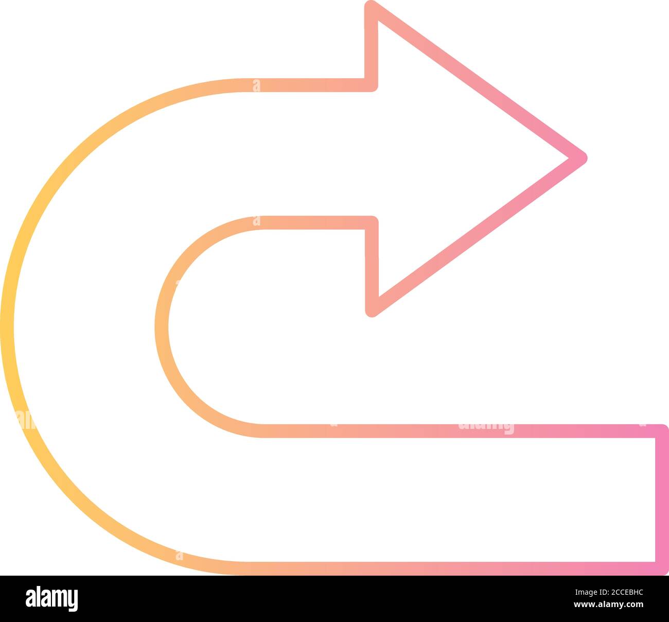 curved right arrow gradient style icon design of direction web forward ...