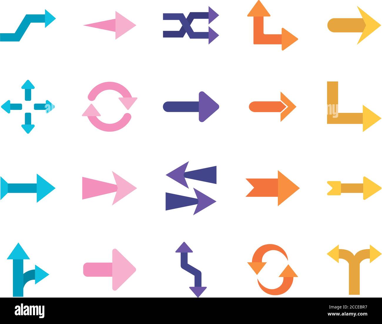 Arrows flat style icons bundle design of direction web forward and ...