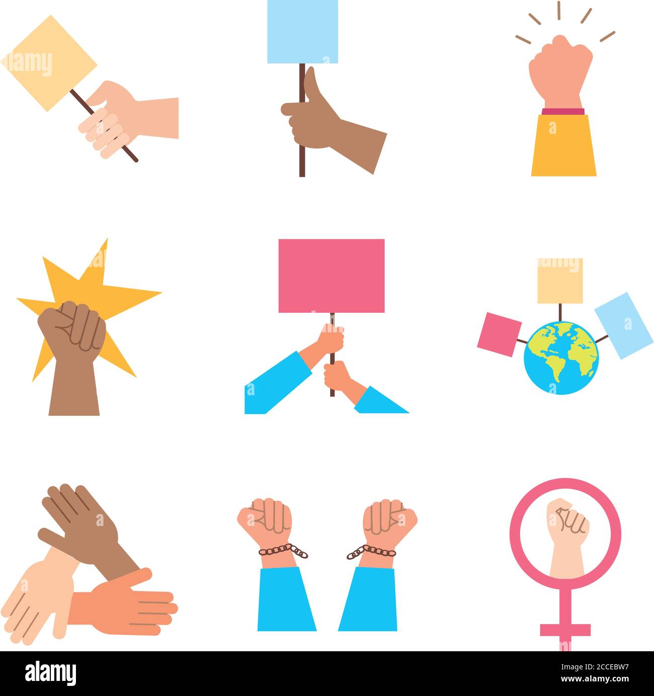 bundle of hands protest set icons vector illustration design Stock ...