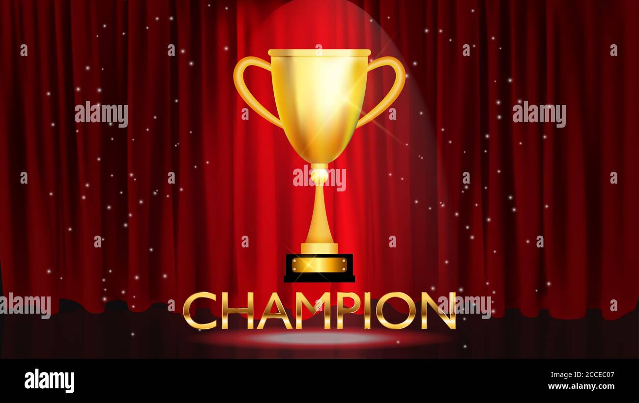 Champion Background with Winner trophy gold cup. Vector Illustration ...