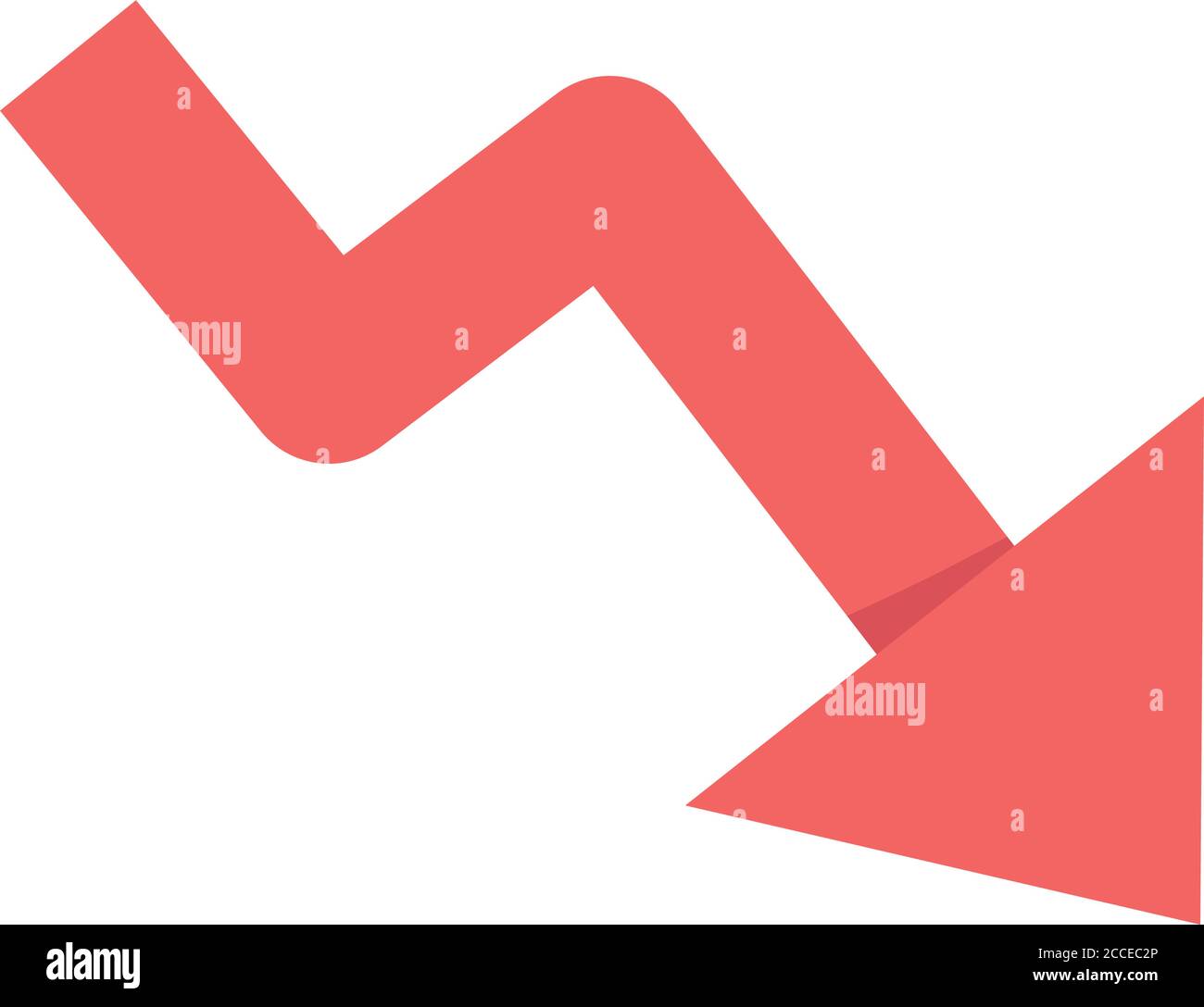 red arrow downward financial crisis isolated icon white background ...