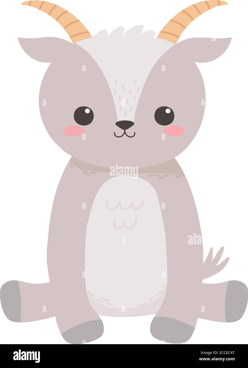 cute little goat sitting animal cartoon isolated white background ...