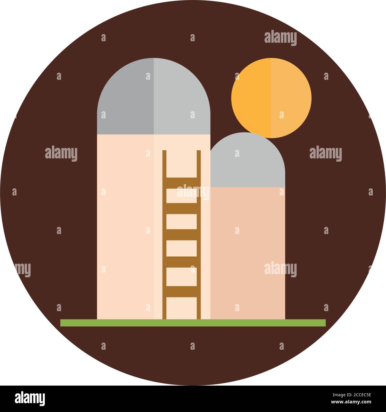 agriculture and farming silo storage grain and stairs block and flat ...