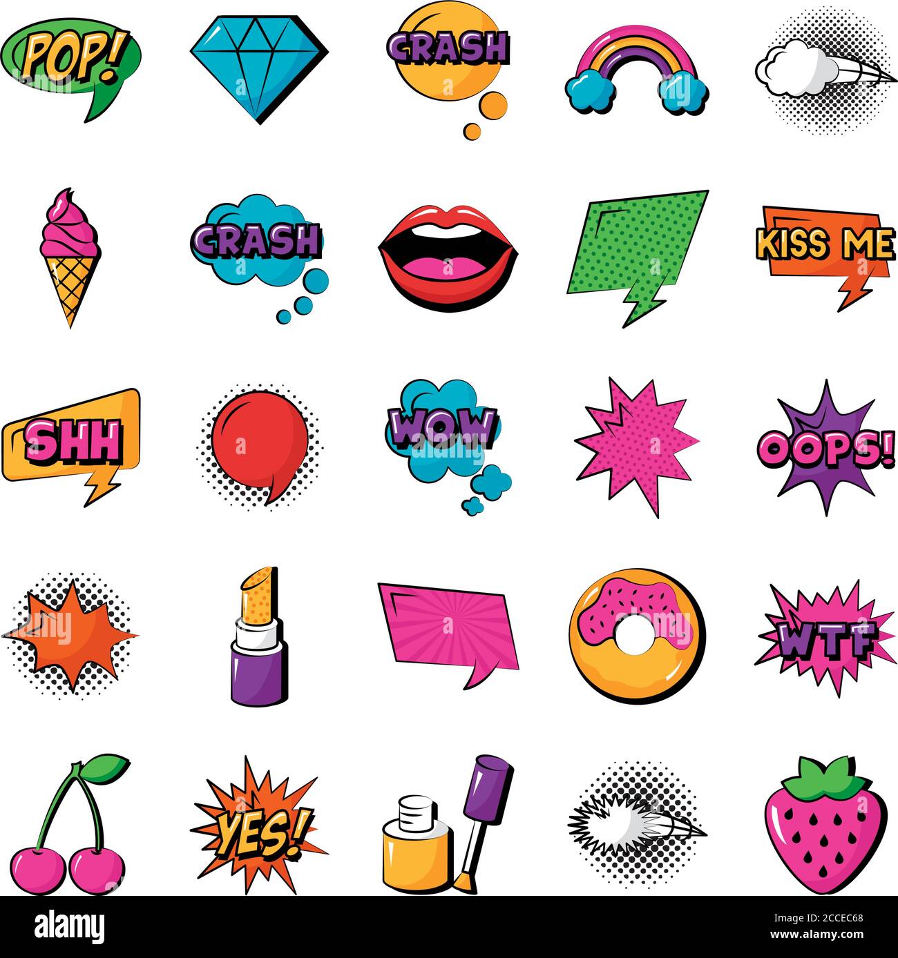 bundle of pop art set icons vector illustration design Stock Vector ...
