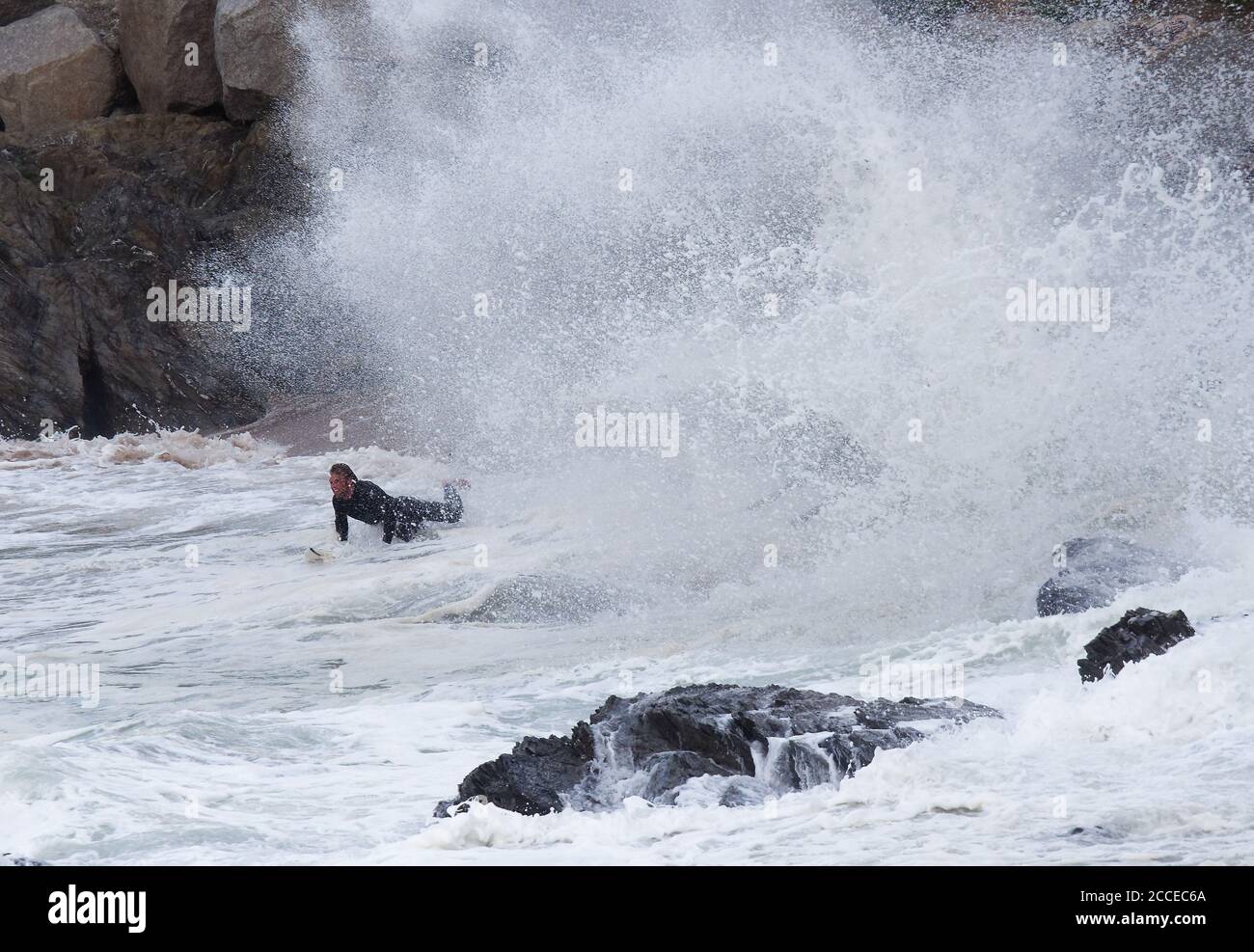 Newquay,Cornwall, 21st August 2020. UK weather: Huge storm waves ...