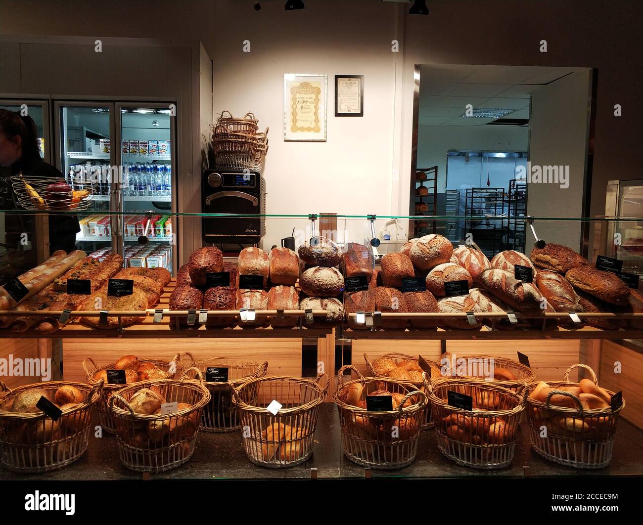 Counter with fresh pastries and bakery products Stock Photo - Alamy
