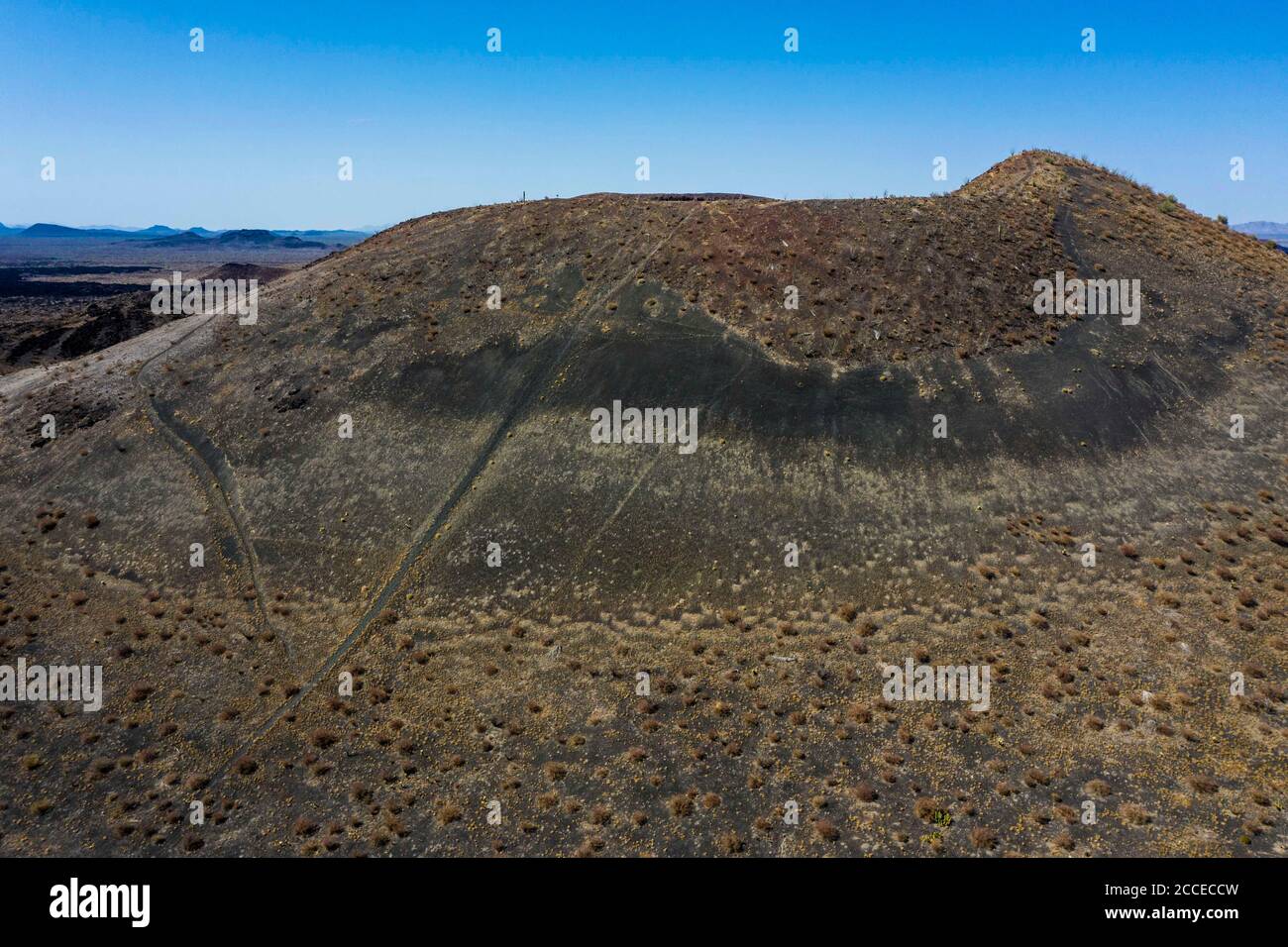 Aerial view of the sparse vegetation of the desert and sierra of the El ...