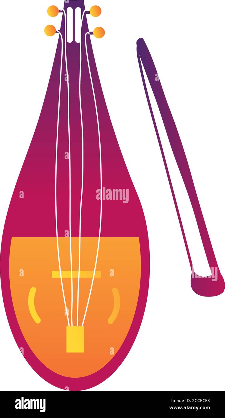 fiddle string instrument style line and fill icon vector illustration ...