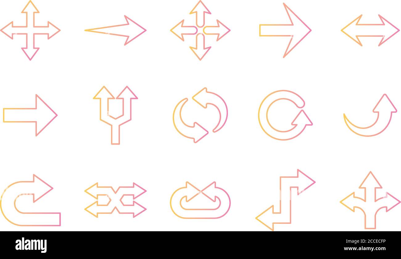 Arrows gradient style set of icons design of direction web forward and ...