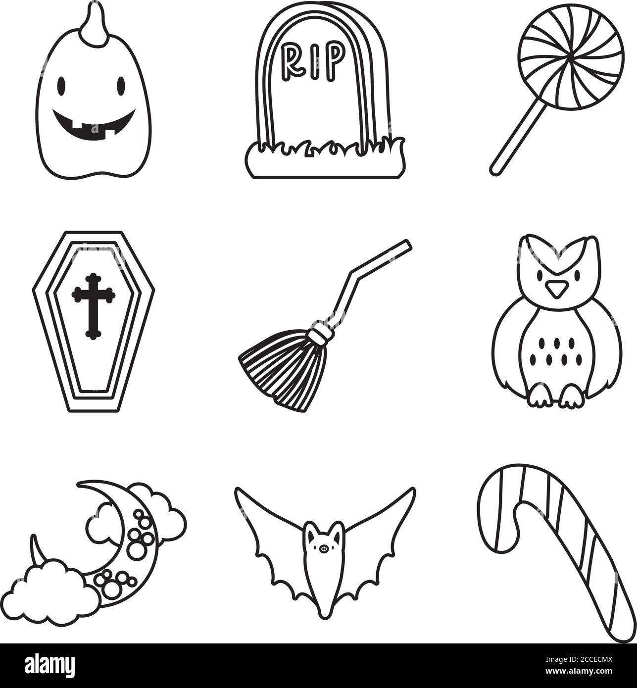 bundle of nine halloween set icons vector illustration design Stock ...
