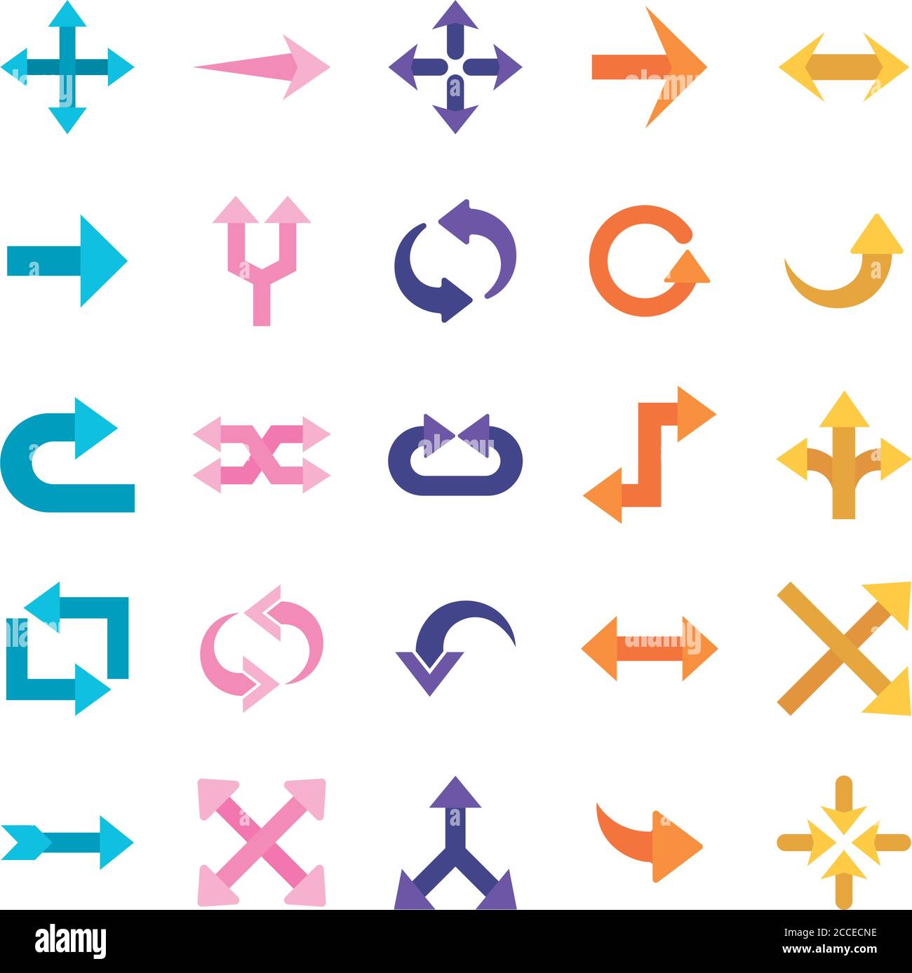 Arrows flat style icons group design of direction web forward and ...