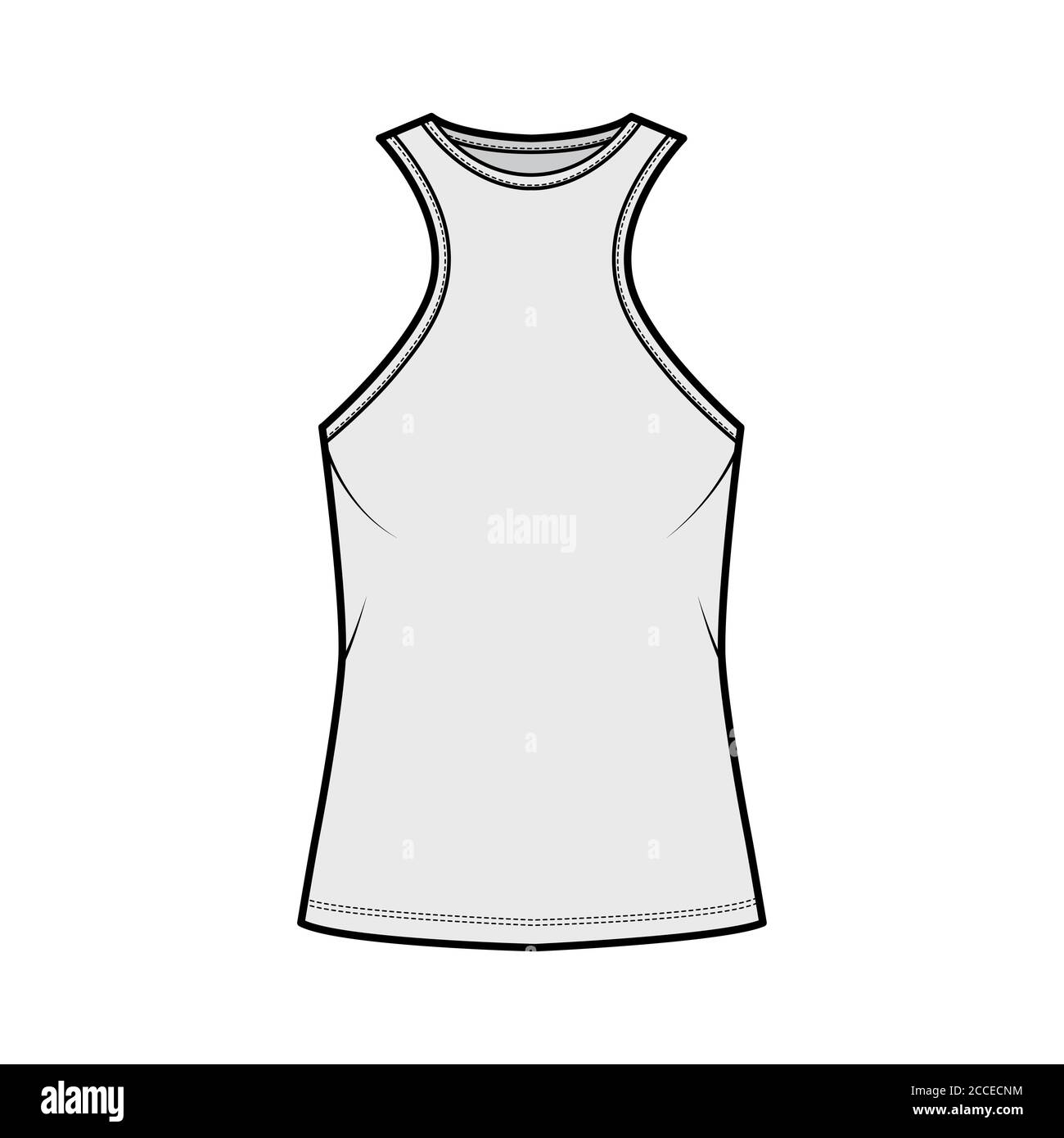 Cotton-jersey tank technical fashion illustration with racer-back ...