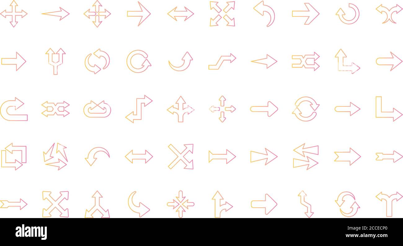 Arrows gradient style 50 icon set design of direction web forward and ...