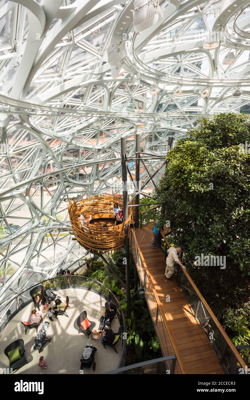 Seattle, USA May 5, 2018: The Amazon Spheres late in the day Stock ...