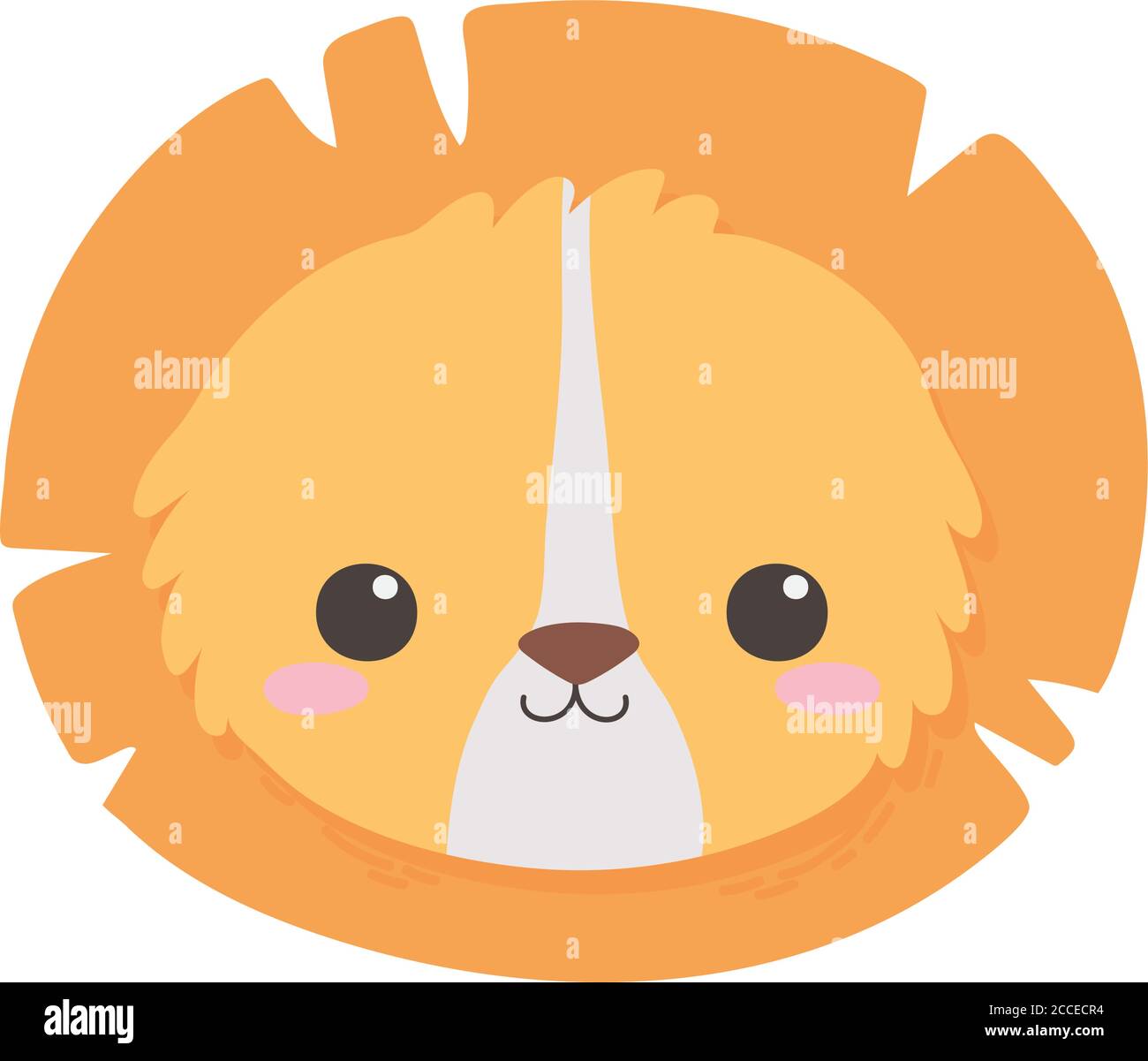 cute little lion face animal cartoon isolated white background design ...