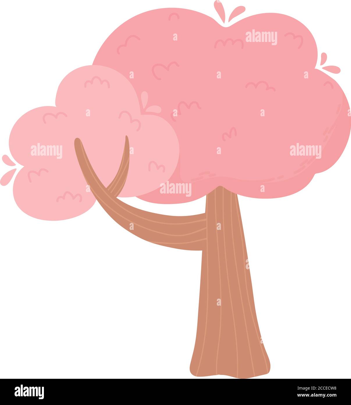 pink tree plant nature cartoon isolated white background design vector ...