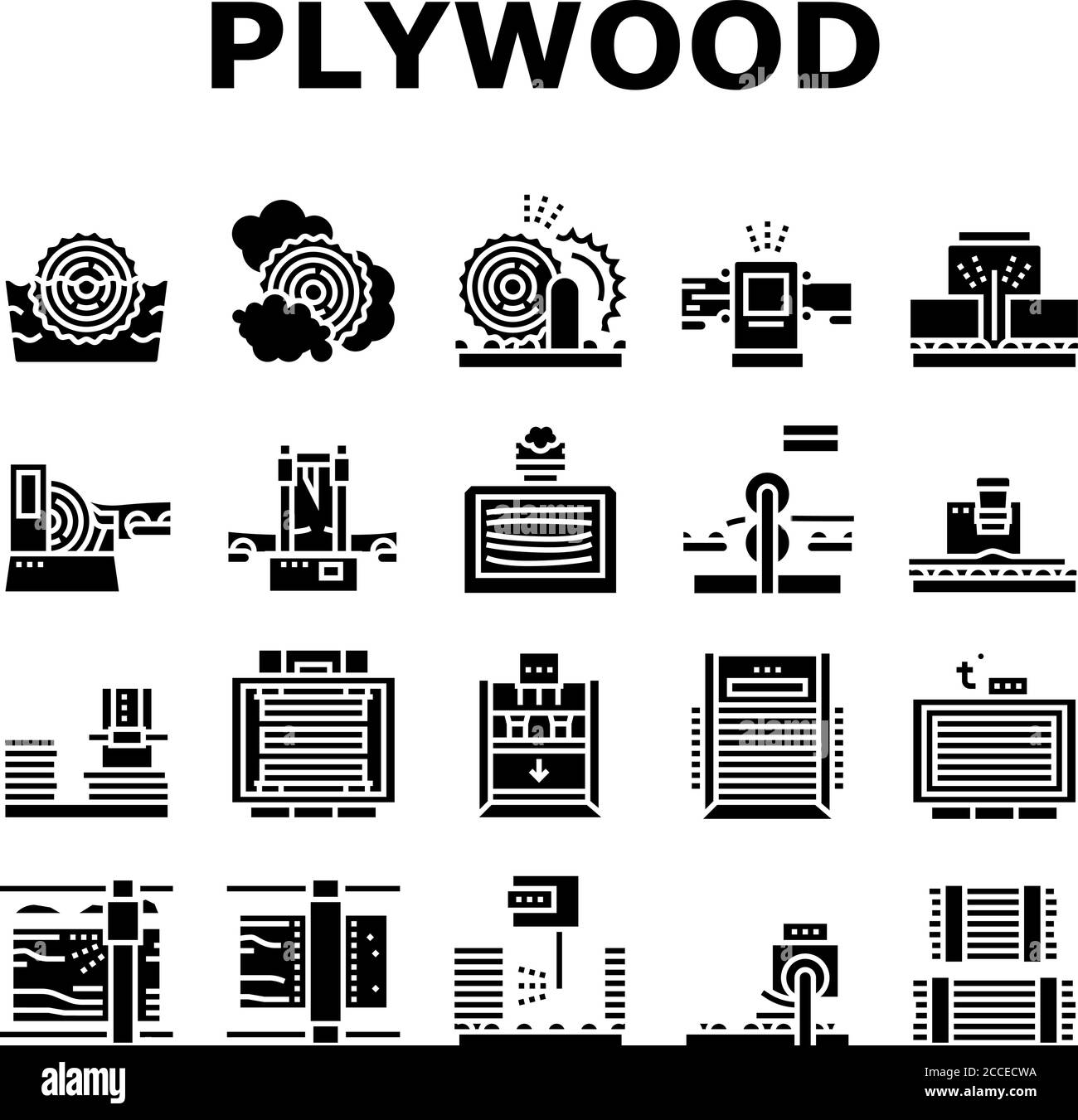 Plywood Production Collection Icons Set Vector Stock Vector Image & Art ...
