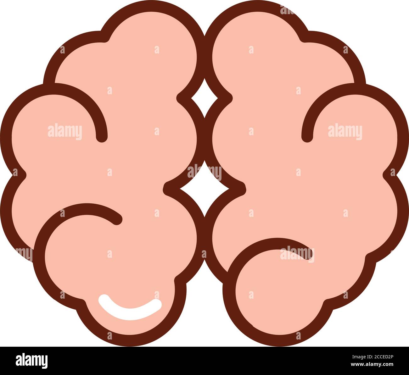 human body brain cerebral hemisphere anatomy organ health line and fill ...