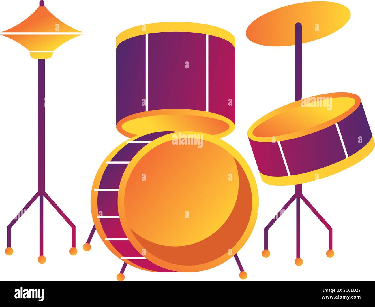 drums musical instrument line and fill style icon vector illustration ...