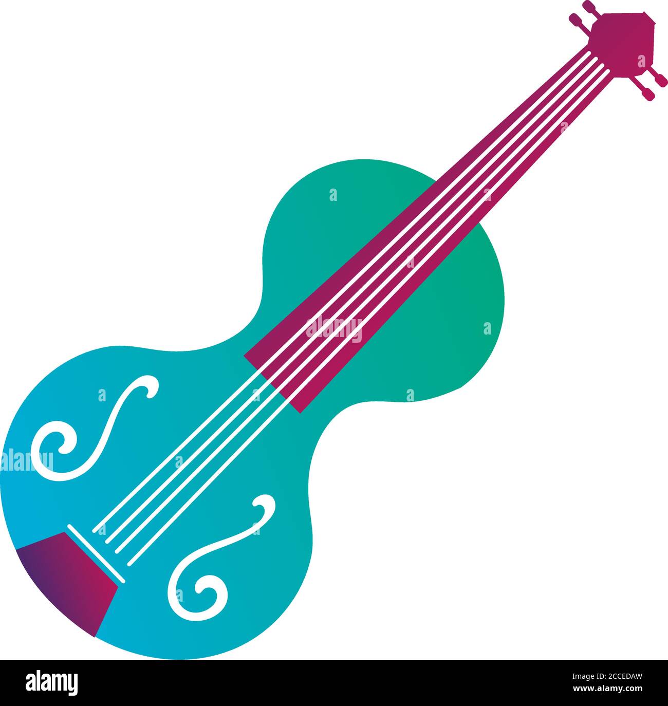 fiddle string instrument line and fill style icon vector illustration ...