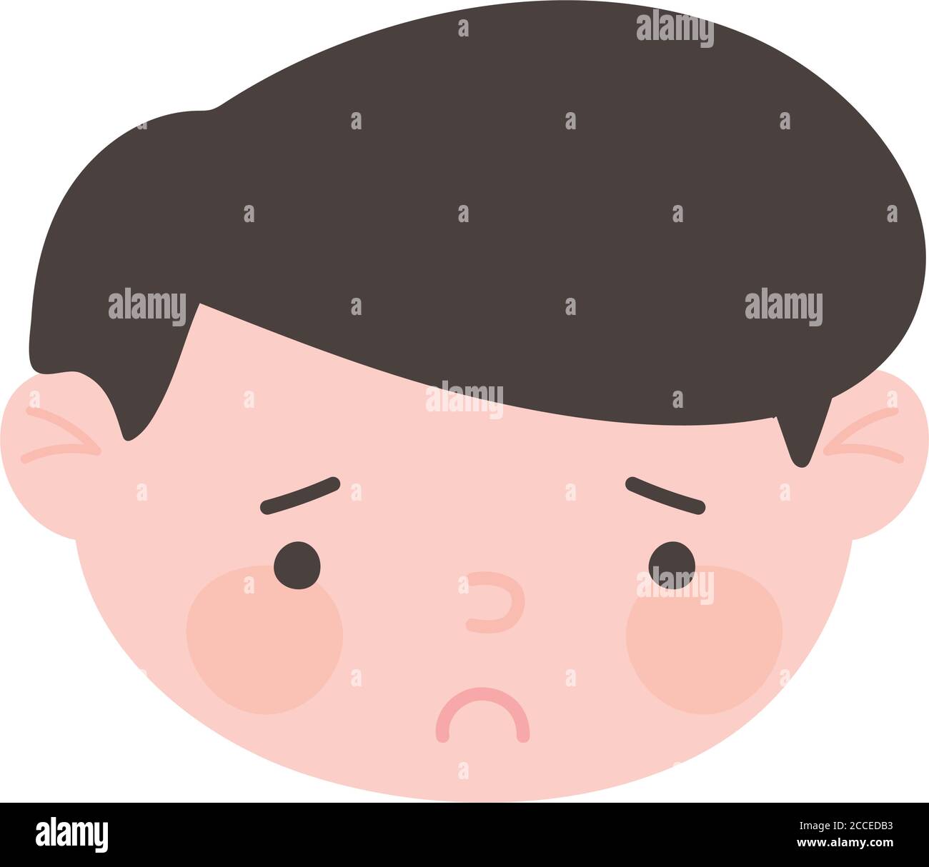 sad man cartoon character expression face isolated icon white ...