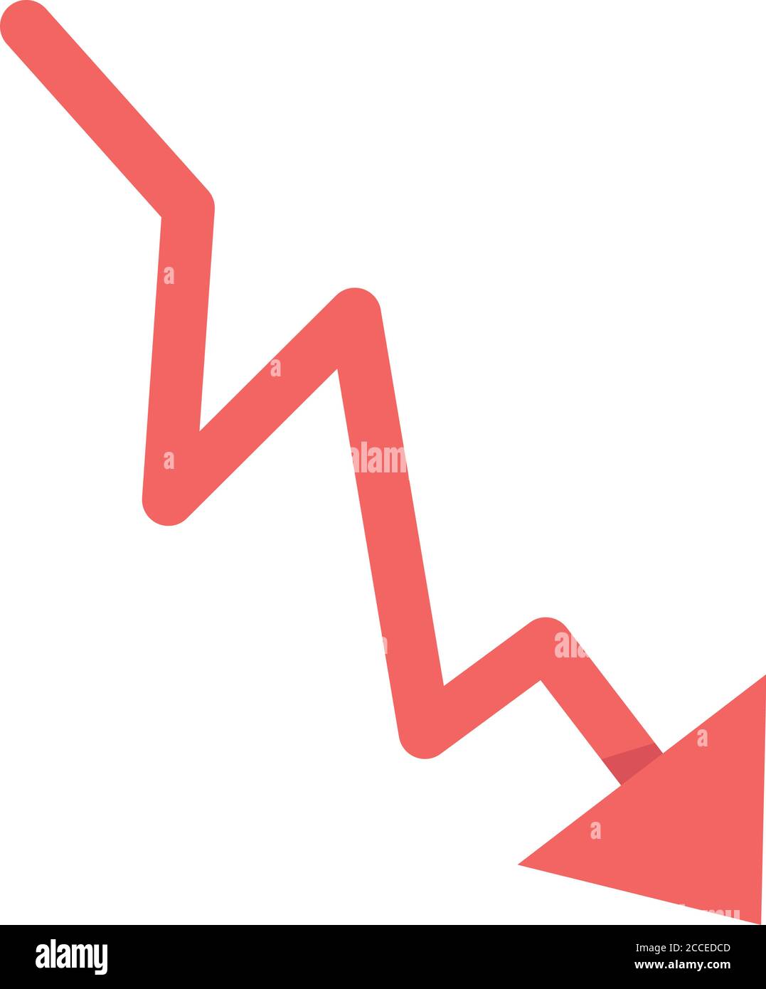 red arrow downward financial crisis isolated icon white background ...
