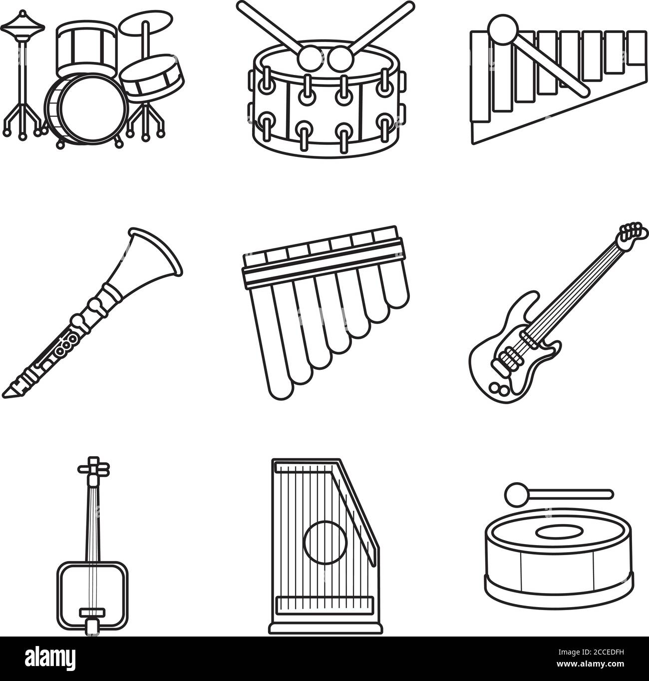 bundle of nine musical instruments set icons vector illustration design ...