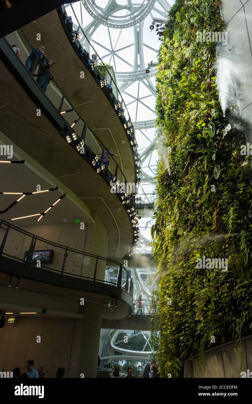 Seattle, USA May 5, 2018: The Amazon Spheres late in the day Stock ...