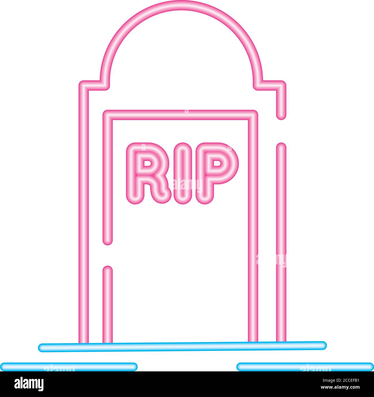 cemetery tomb with rip word neon style icon vector illustration design ...