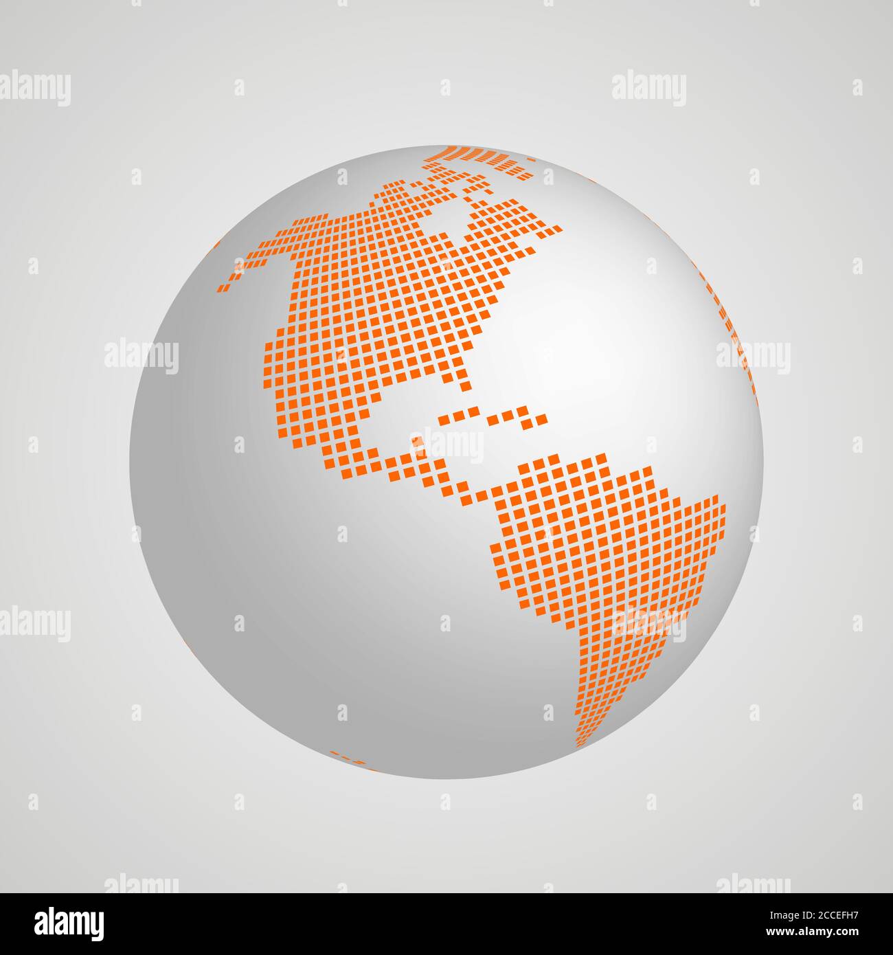 Vector planet Earth globe with orange squared map of continent America ...