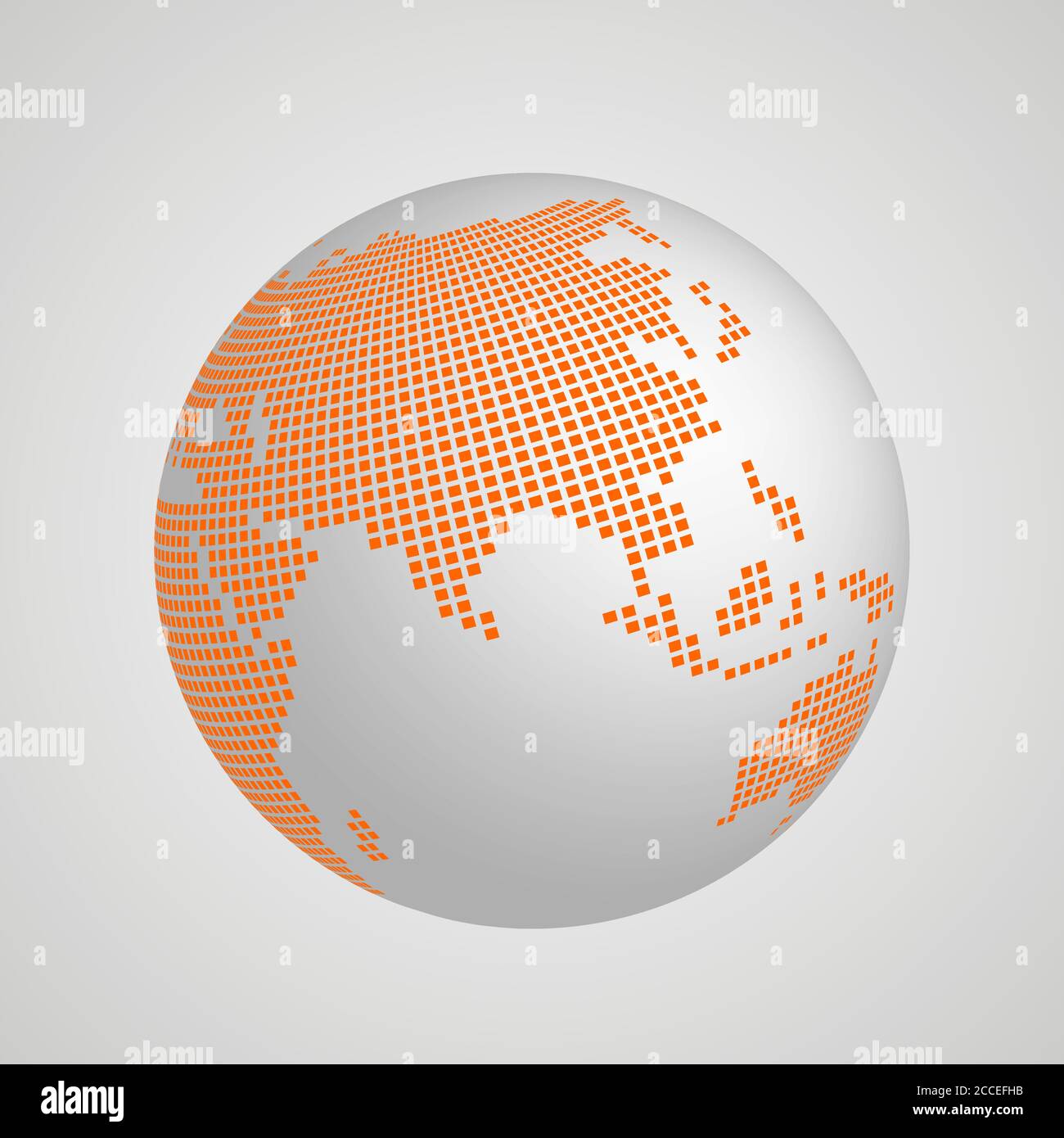 Vector planet Earth globe with orange squared map of continent Asia. 3D ...