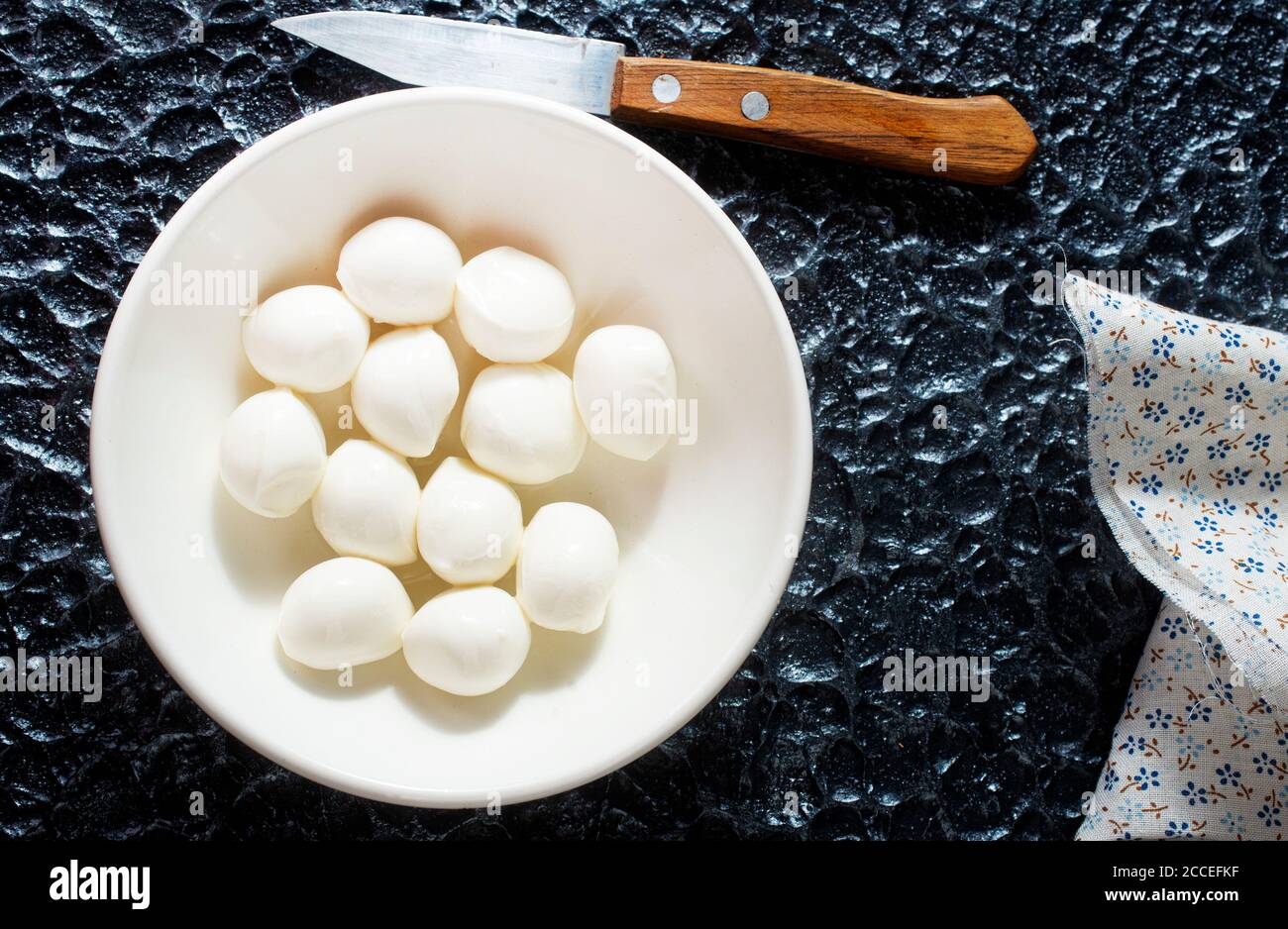 italian food, fresh white buffalo mozzarella in bowl Stock Photo - Alamy