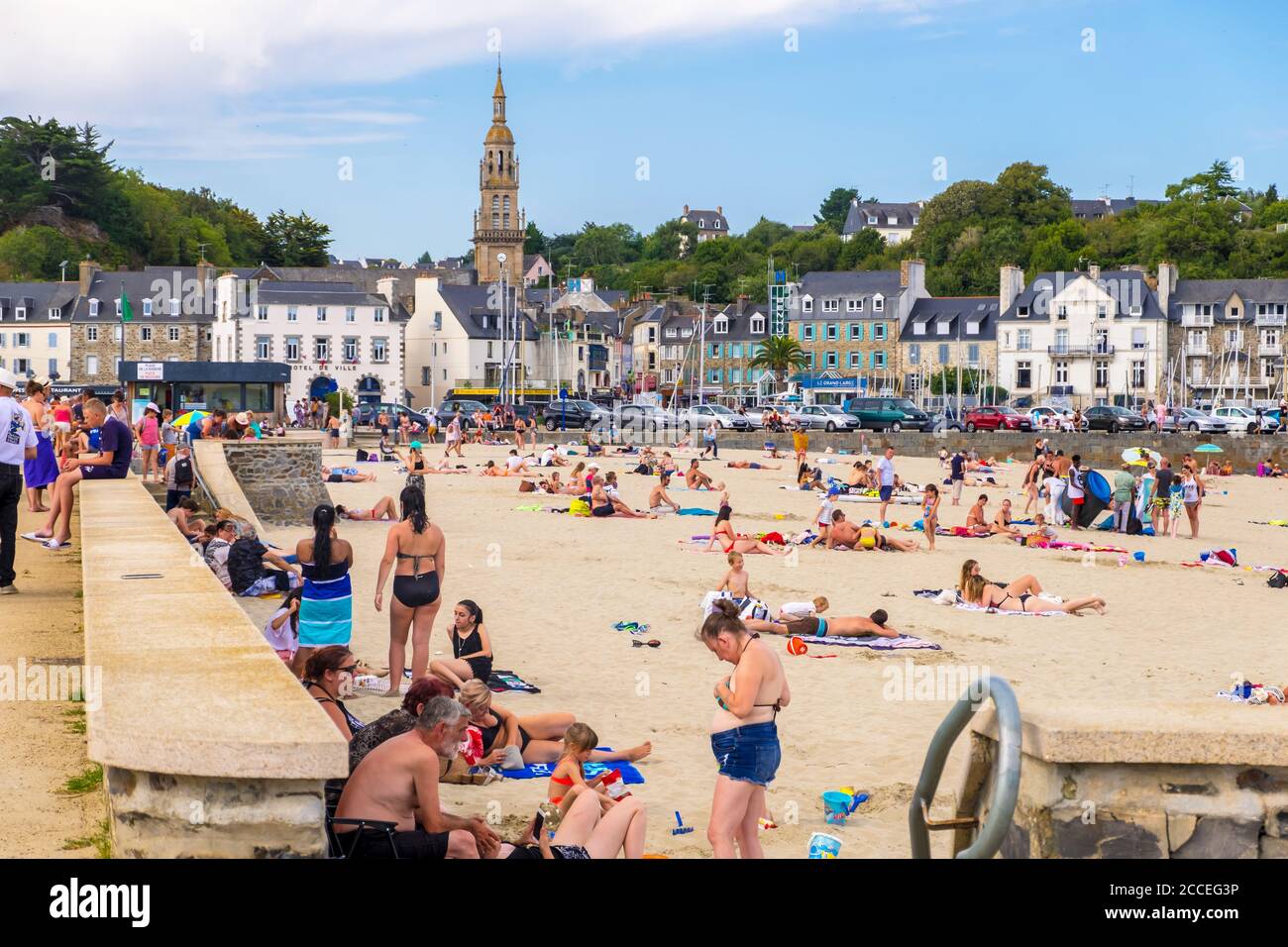 Binic-Etables-sur-Mer, France - August 24, 2019: Promenade and Plage De ...