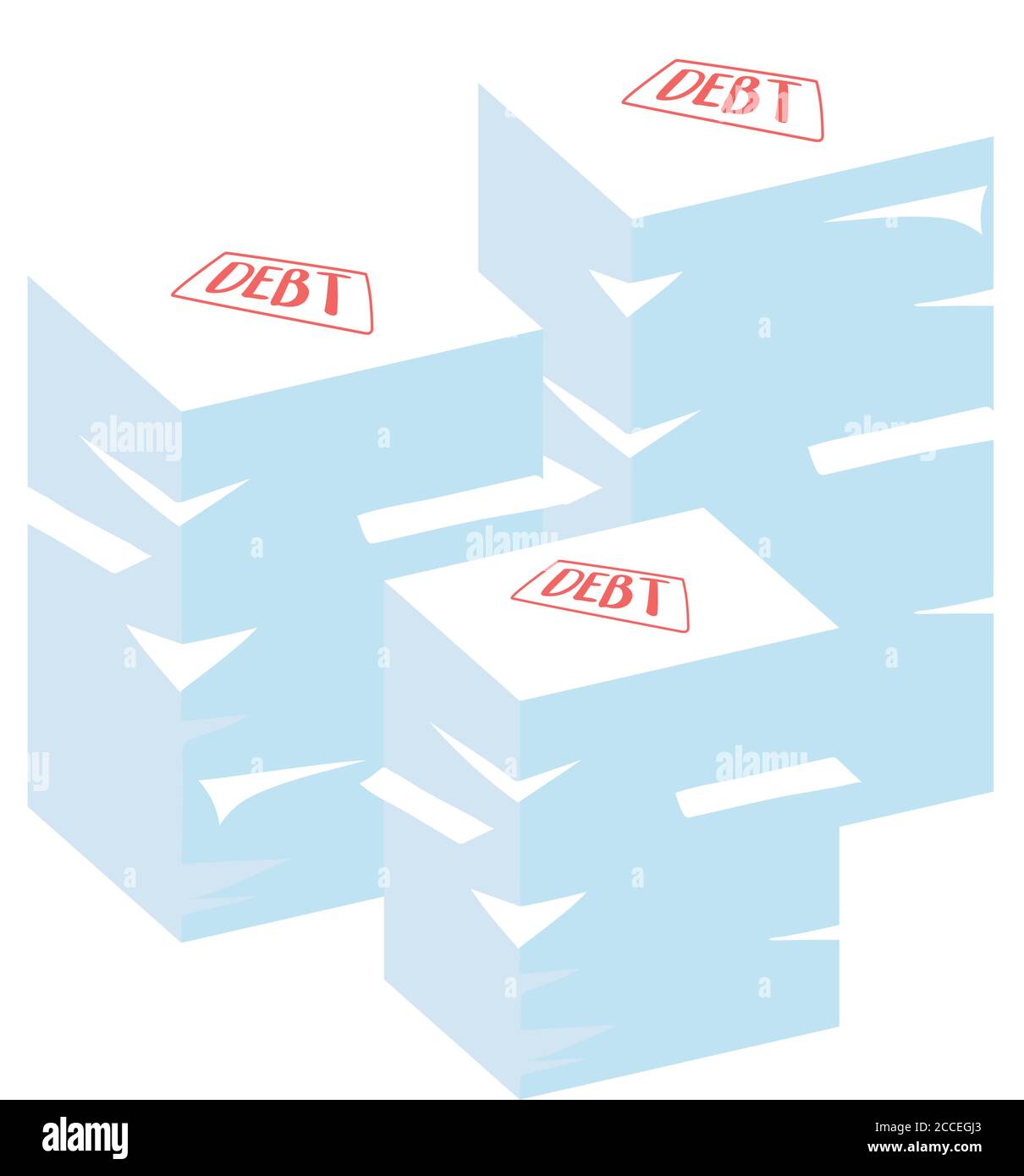 bankruptcy stacked debt papers business financial crisis vector ...