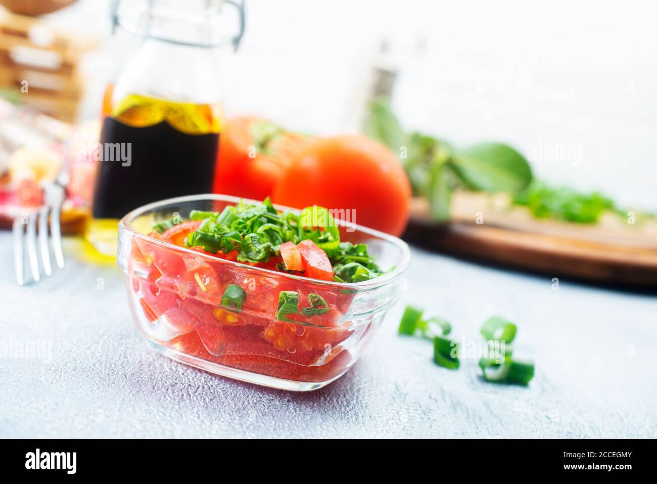 Tomato salsa, traditional mexican sauce with ingredients for making ...