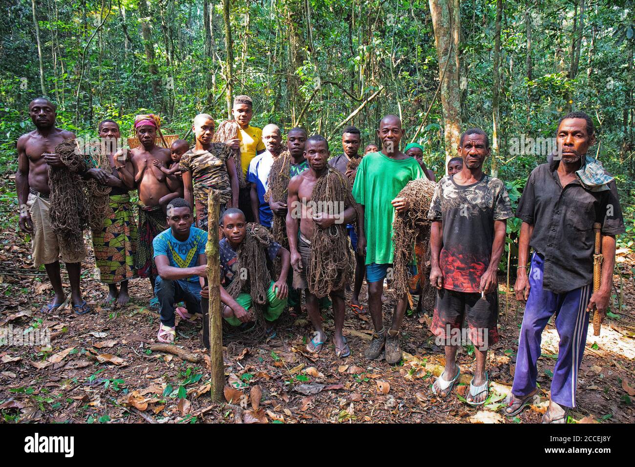 Pygmy tribe in the Dzanga-Sanha Forest Reserve, Central African ...
