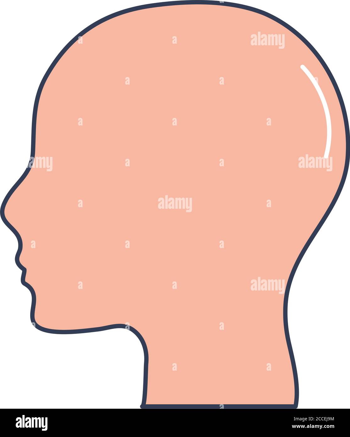 profile head icon over white background, line fill style, vector ...