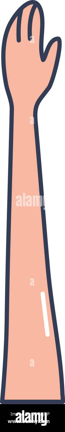 human body concept, human hand up icon over white background, line fill ...