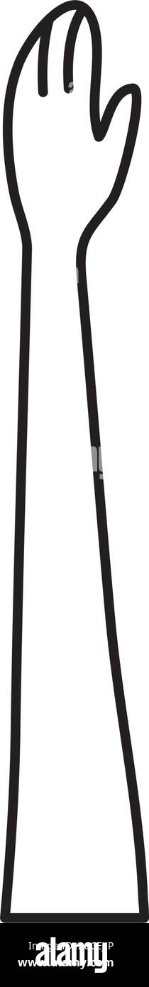 human body concept, human hand up icon over white background, line ...